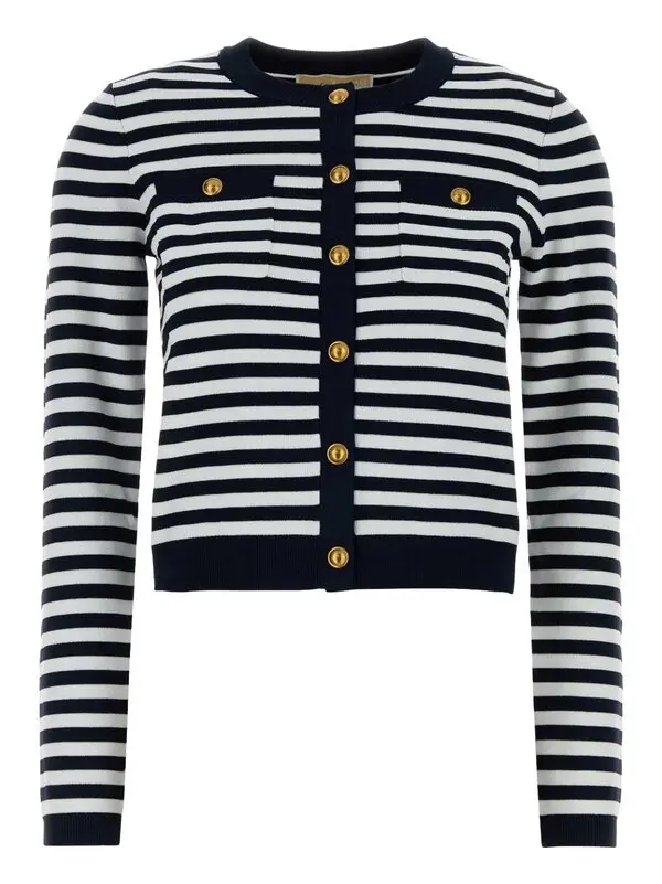Michael Kors Striped Fine Knit Cardigan - Stripped