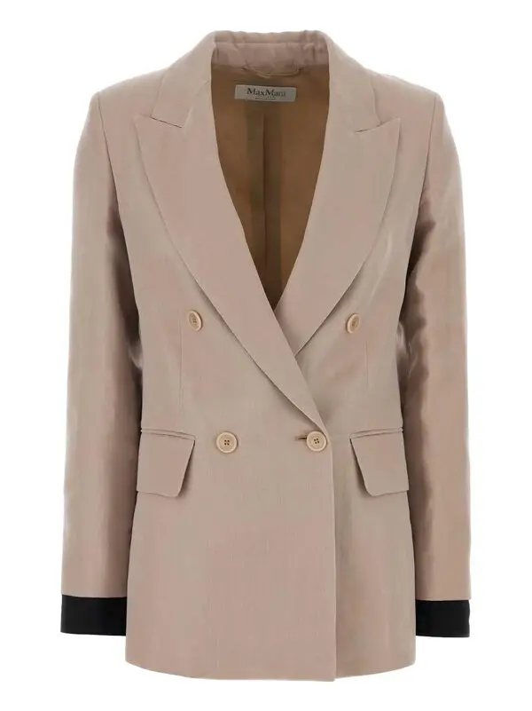 Max Mara Silk Felt Double Breasted Blazer - Pink