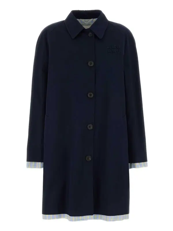 Miu Miu Cotton Poplin Trench Overcoat - Blue