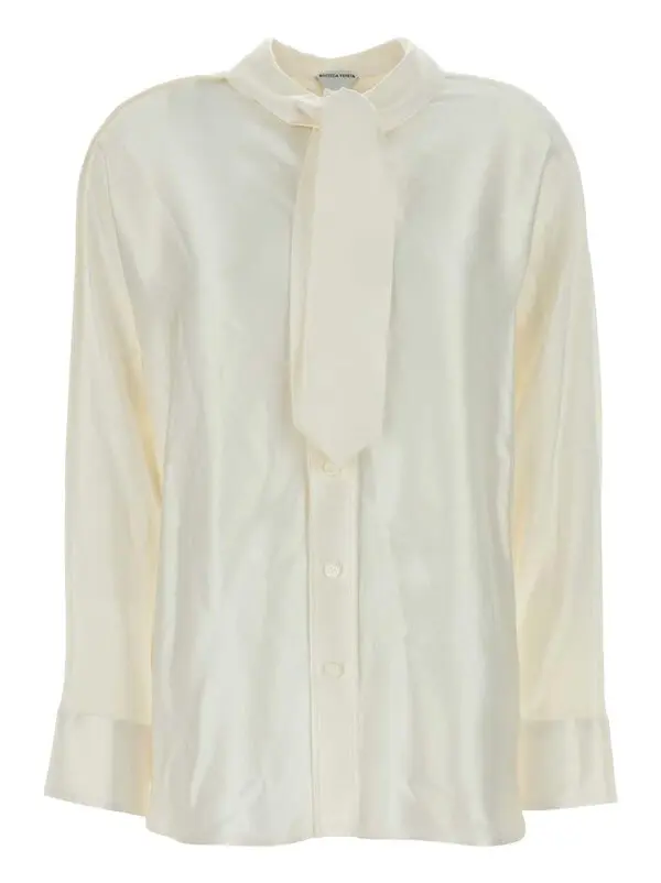 Bottega Veneta Silk Pussy Bow Shirt - White