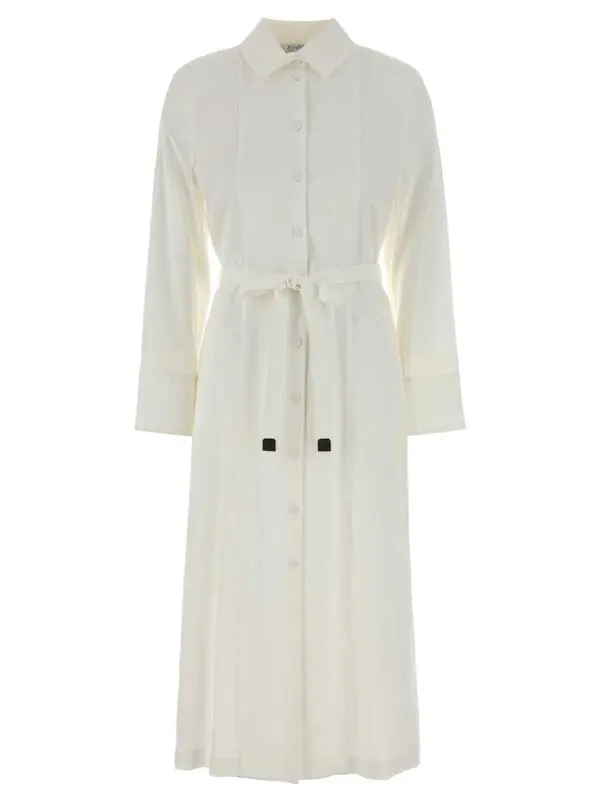 Max Mara Stretch Linen Blend Shirt Dress - White