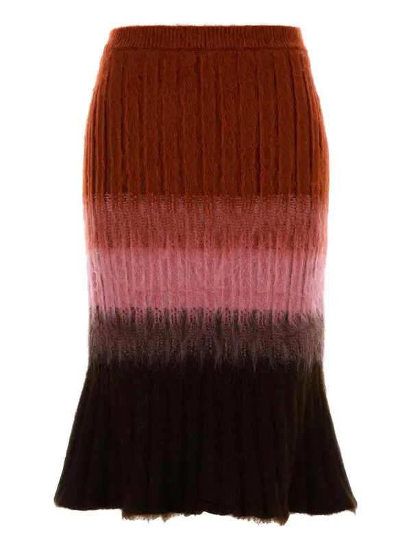 Fendi Mohair-blend Ribbed Midi Skirt - Multicoloured