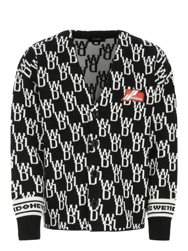 We11Done Monogrammed Wool-cashmere Blend Cardigan - Black