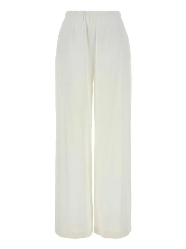 Max Mara Linen-viscose Stretch Wide Leg Trousers - White
