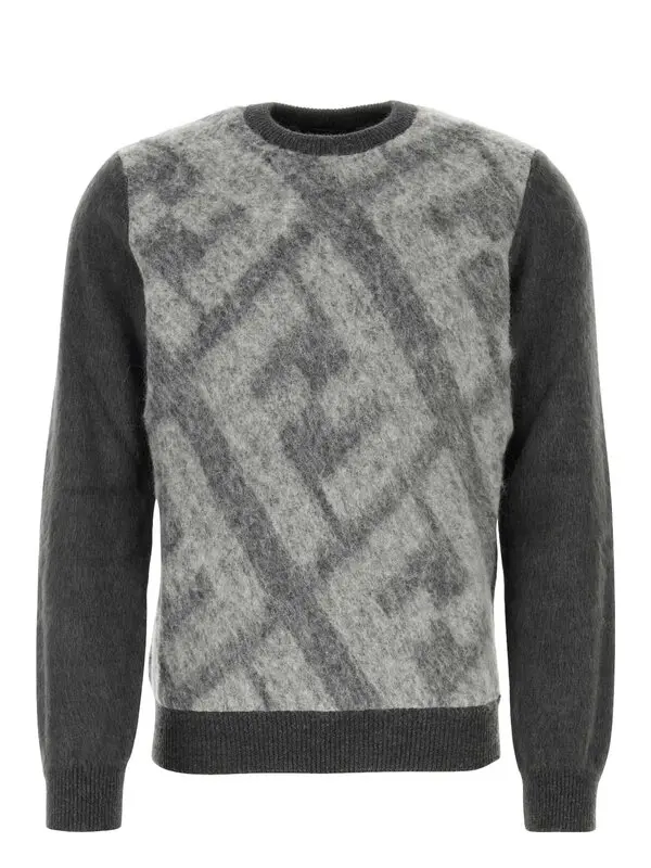 Fendi Embroidered Wool Blend Crew Neck Sweater - Printed