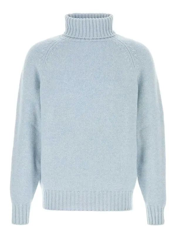 UMIT BENAN 100% Cashmere Turtleneck Sweater - Light Blue