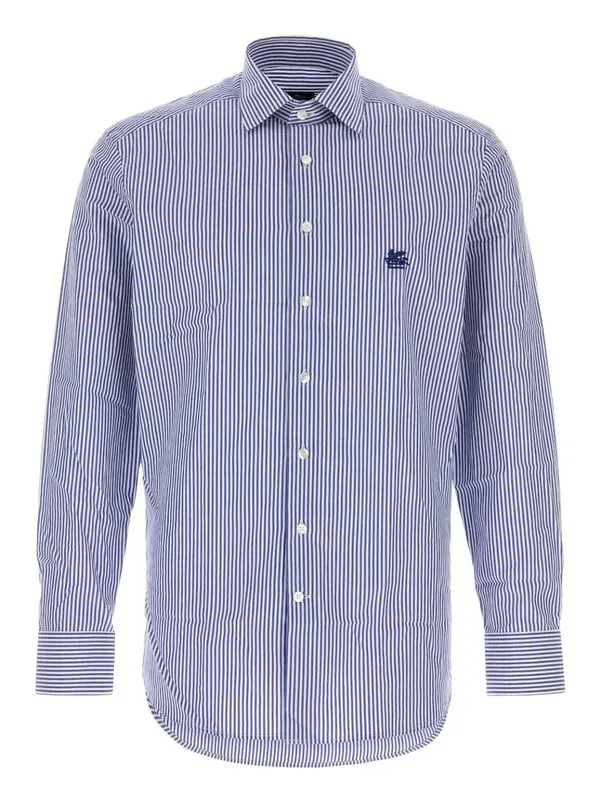 Etro S Embroidered Poplin Striped Shirt - Stripped