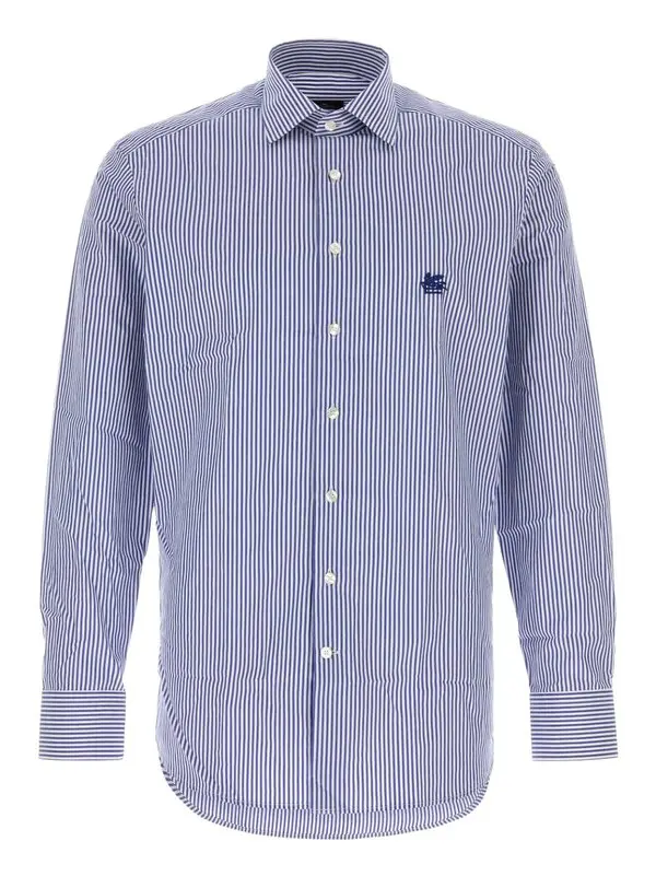 Etro S Embroidered Poplin Striped Shirt - Stripped