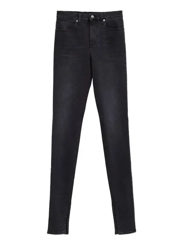 Gucci Stonewashed Cotton Denim Slim-leg Jeans With Italian Leather Brand Tag - Nero