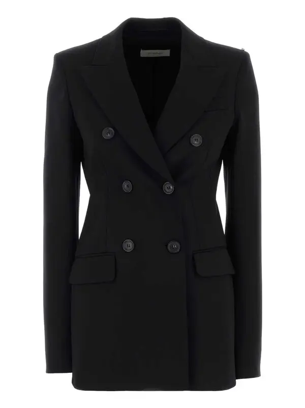 Sportmax Double Breasted T-shirt Blazer With Arco Draped Detail - Black
