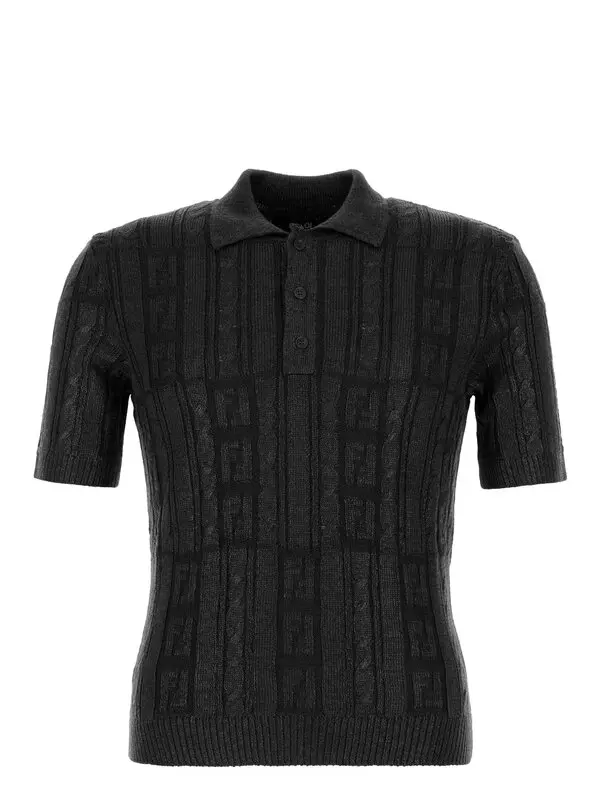 Fendi Wool Polo Shirt - Black