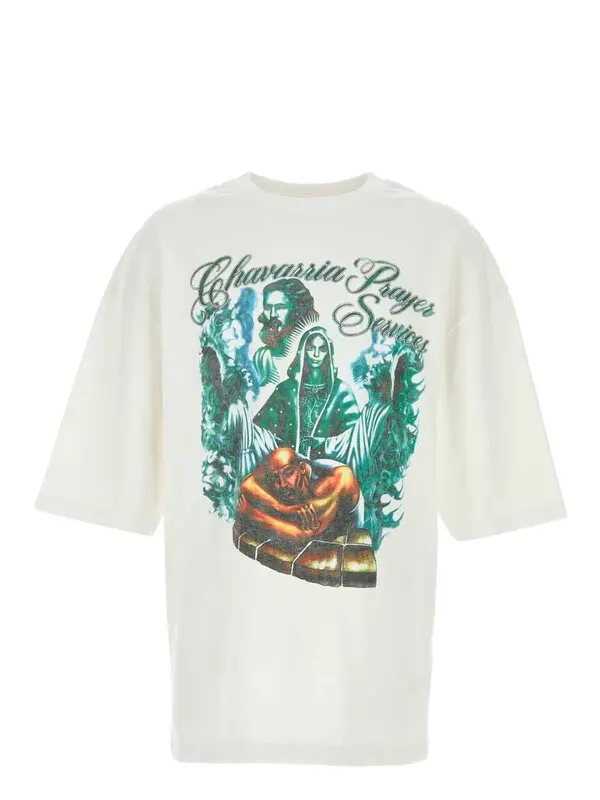 WILLY CHAVARRIA Chavarria Prayer Services Oversize Cotton T-shirt - White
