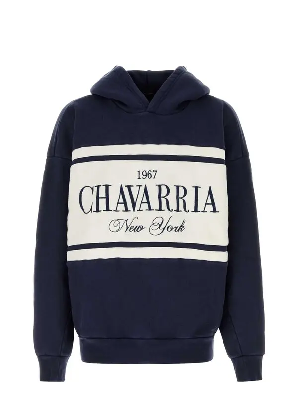 WILLY CHAVARRIA Oversized Striped Cotton Sweatshirt - Blue