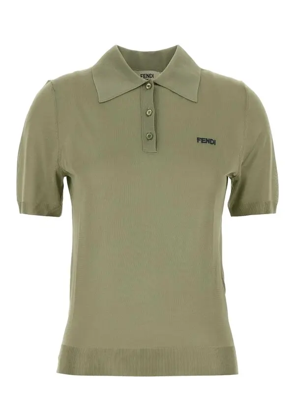Fendi Stretch Viscose Blend Polo Shirt - Green