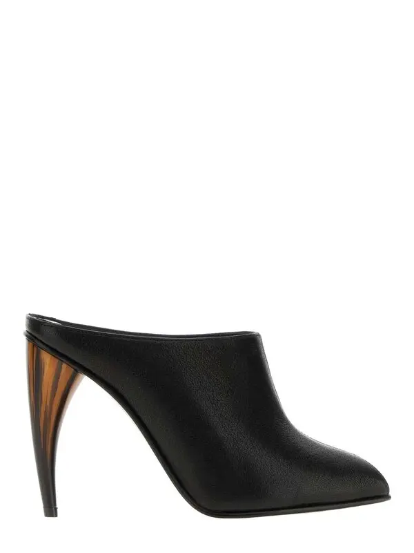 Alexander McQueen Leather Mules With Sculptural Heel - Black
