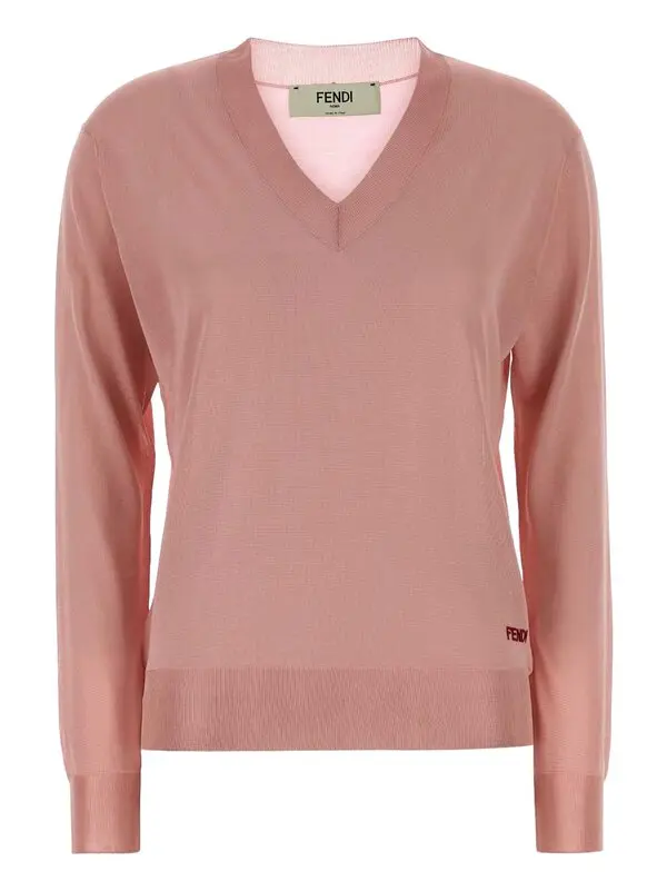 Fendi Stretch Viscose V-neck Sweater - Pink