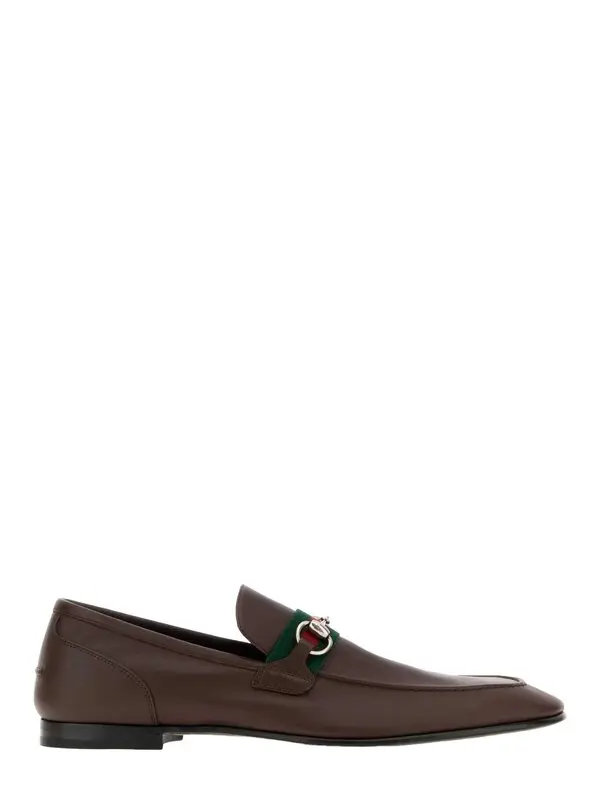 Gucci Leather Loafers With Horsebit Detail - Brown