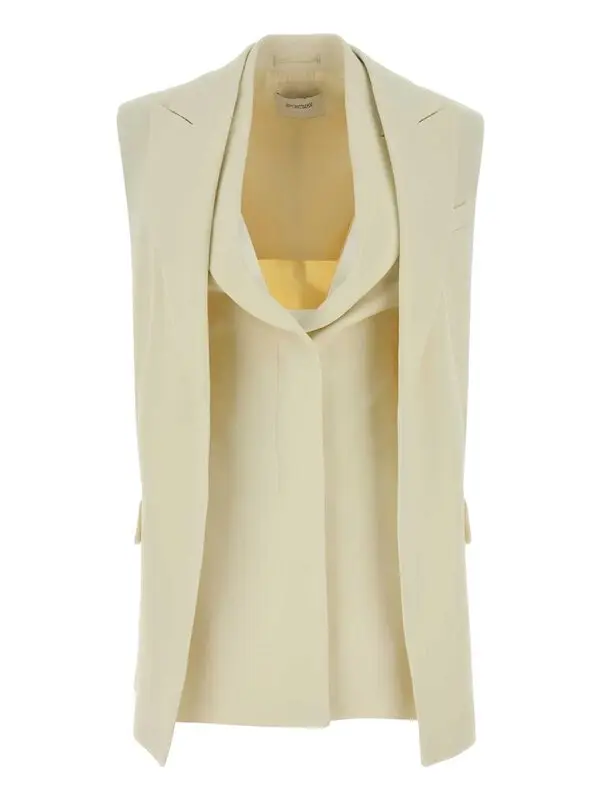 Sportmax Cream Stretch Crepe Campale Vest - Yellow