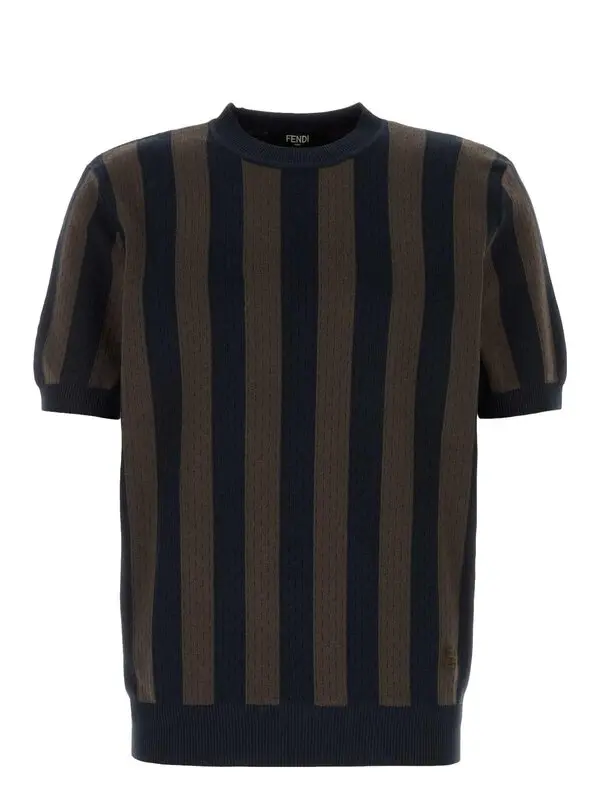 Fendi Embroidered Knit T-shirt - Stripped