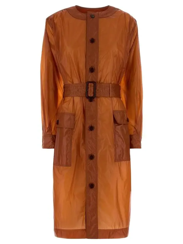 Saint Laurent Belted Nylon Dress - Orange