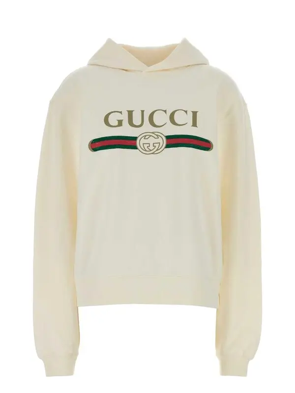 Gucci Cream Cotton-cashmere Blend Logo Sweatshirt - Yellow