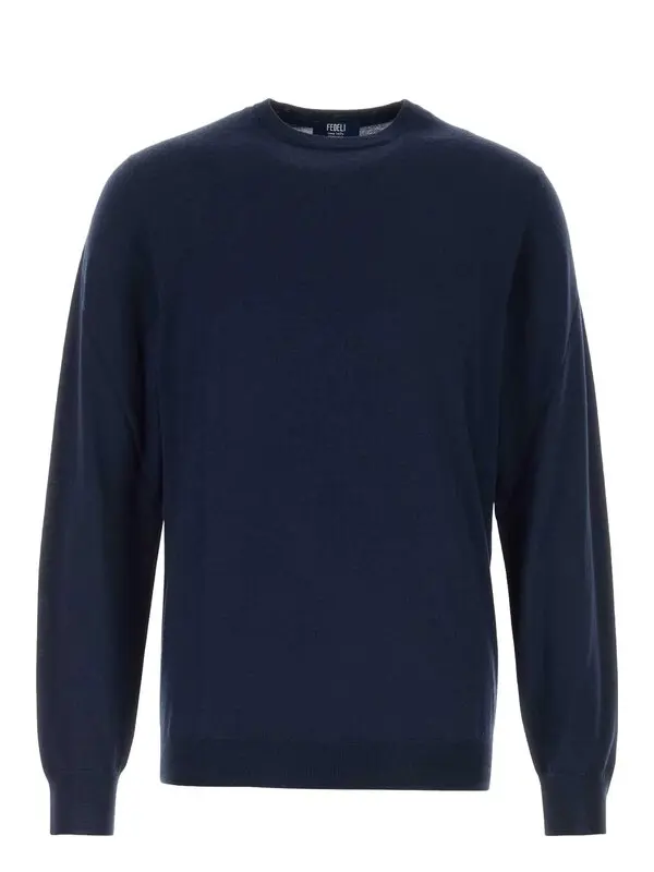 Fedeli 100% Virgin Wool Knit Sweater - Blue