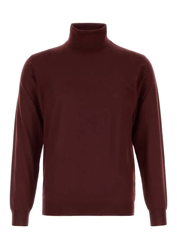 Fedeli 100% Virgin Wool Knit Sweater - Burgundy