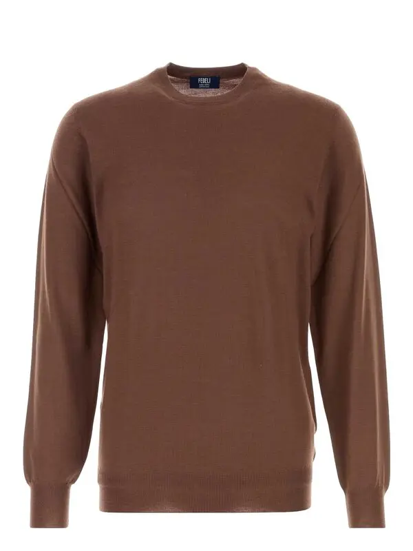 Fedeli 100% Virgin Wool Crewneck Sweater - Brown