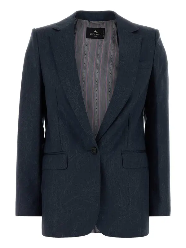 Etro Single-breasted Wool Blazer - Blue