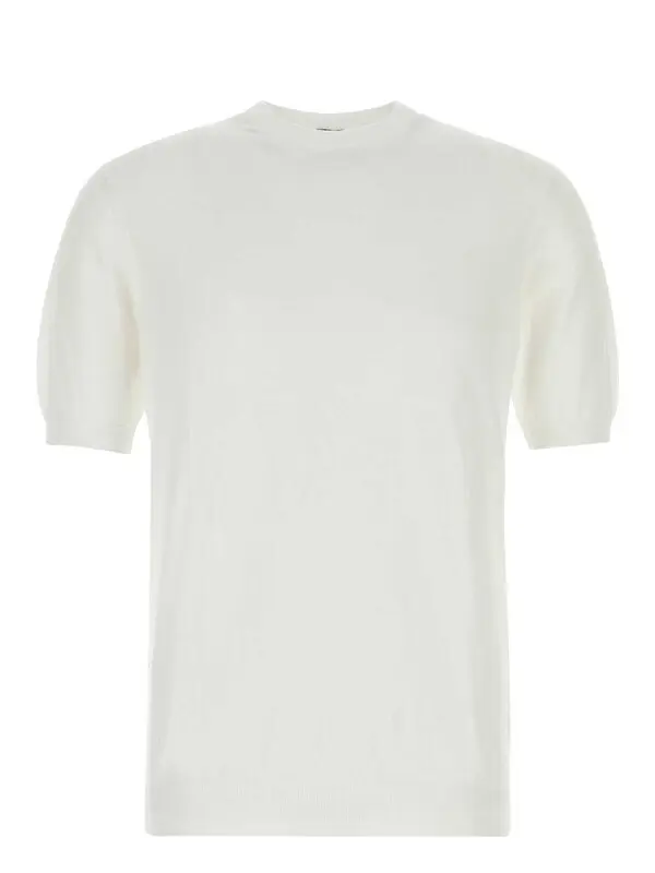 Fedeli 100% Cotton Crew Neck Sweater - White