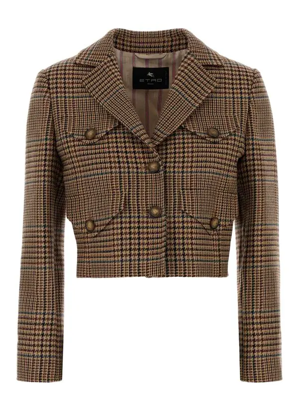 Etro Embroidered Wool Blazer - Checked