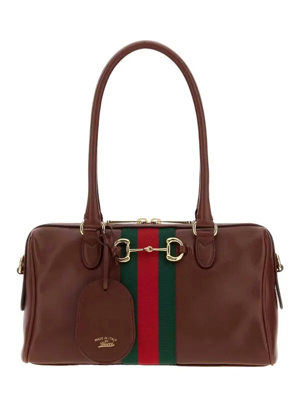 Gucci Leather Handbag With Gold-tone Hardware - Brown