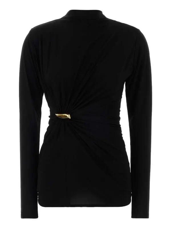 Bottega Veneta Draped Crepe Top - Black