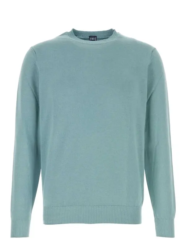 Fedeli 100% Cotton Knit Sweater - Light Blue