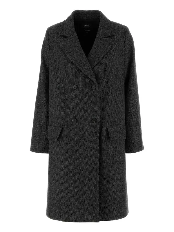 A.p.c. Double-breasted Wool-blend Jacket With Embroidered Detailing - Printed