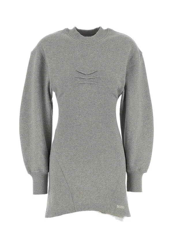 Attico Melange Cotton Sweatshirt Dress - Grey