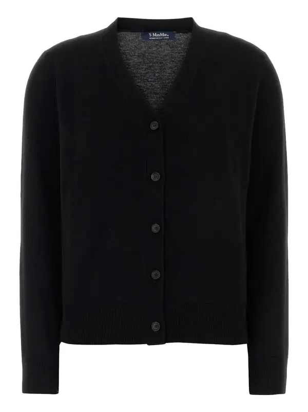S MAXMARA S Max Mara 100% Wool Ribbed Cardigan - Black