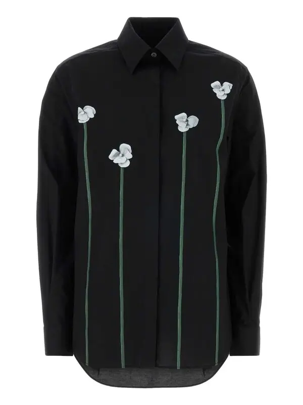 Moschino Stretch Poplin Classic Collar Shirt - Black