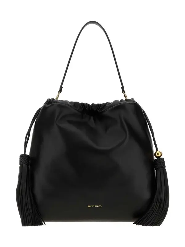 Etro Leather Kalispera Bucket Handbag - Black
