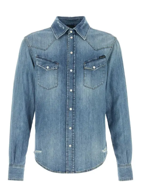 Dolce & Gabbana Cotton Denim Shirt - Light Blue
