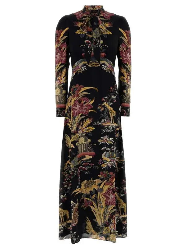 Etro Crepe Long Dress With All-over Design - Printed
