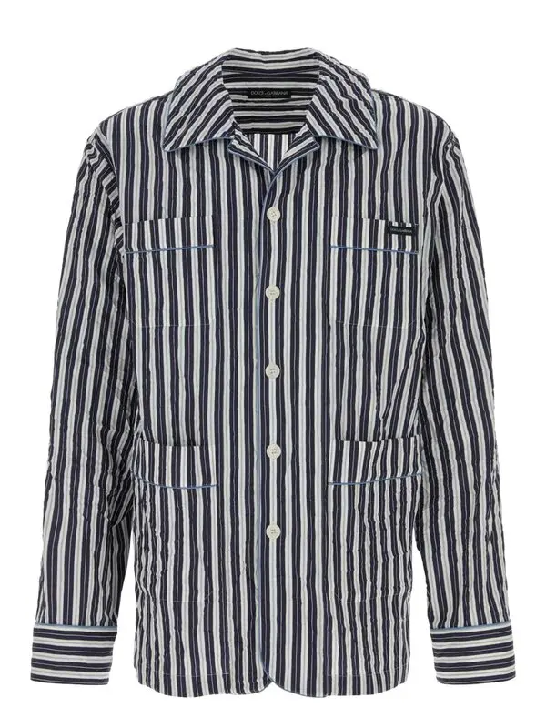 Dolce & Gabbana Embroidered Viscose-blend Striped Shirt For - Stripped