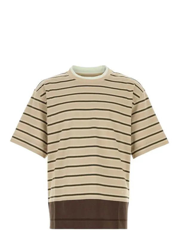 Bottega Veneta Embroidered Cotton T-shirt With Striped Motif - Stripped