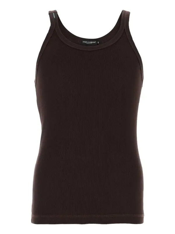 Dolce & Gabbana Chocolate Cotton Tank Top - Brown