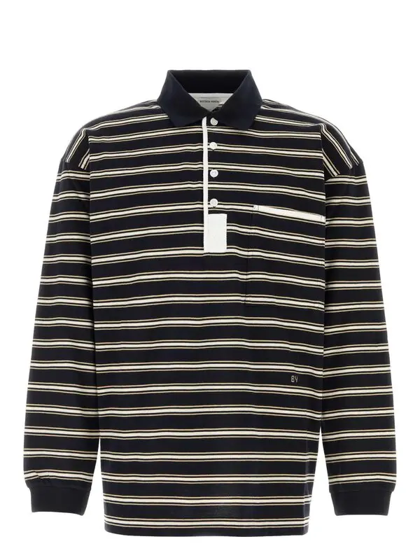 Bottega Veneta Embroidered Piquet Oversize Polo Shirt - Stripped