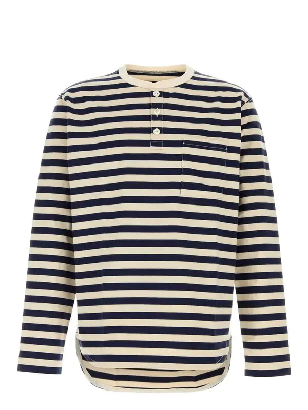Junya Watanabe Embroidered Oversized Cotton T-shirt - Stripped