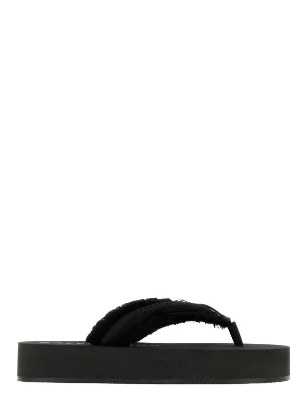 Balenciaga Satin Thong Slippers With Mini Platform - Black