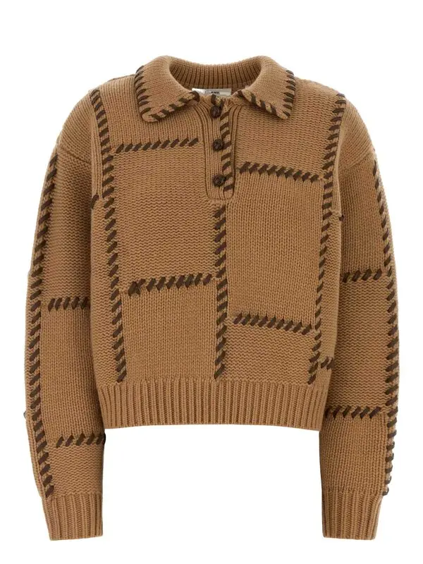 FRAME Oversized Wool-cashmere Blend Sweater With Contrast Stitching - Camel