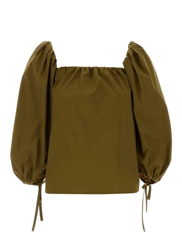 Saint Laurent Olive Textured Stretch T-shirt Blouse - Green