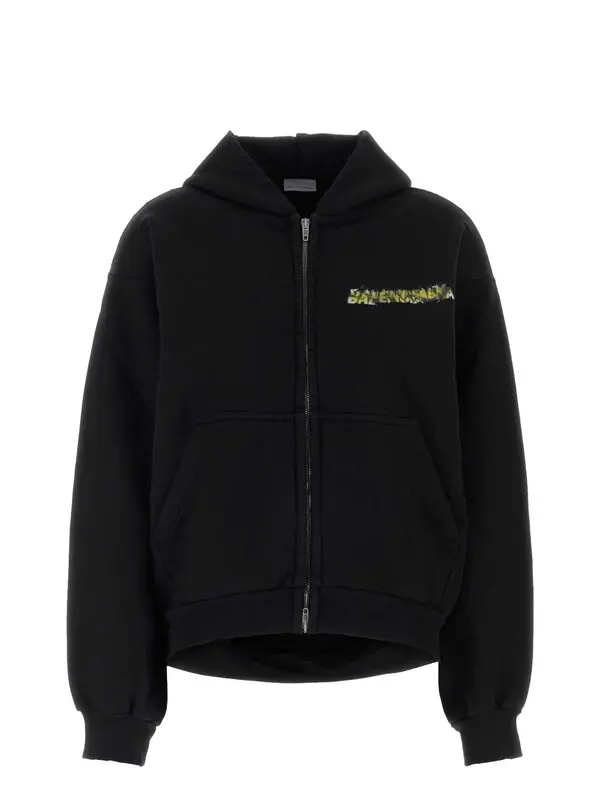 Balenciaga Oversized Cotton Sweatshirt - Black